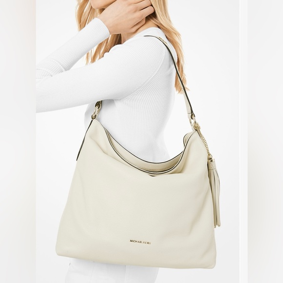 Michael Kors | Bags | Michael Kors Large Leather Shoulder Bag White ...